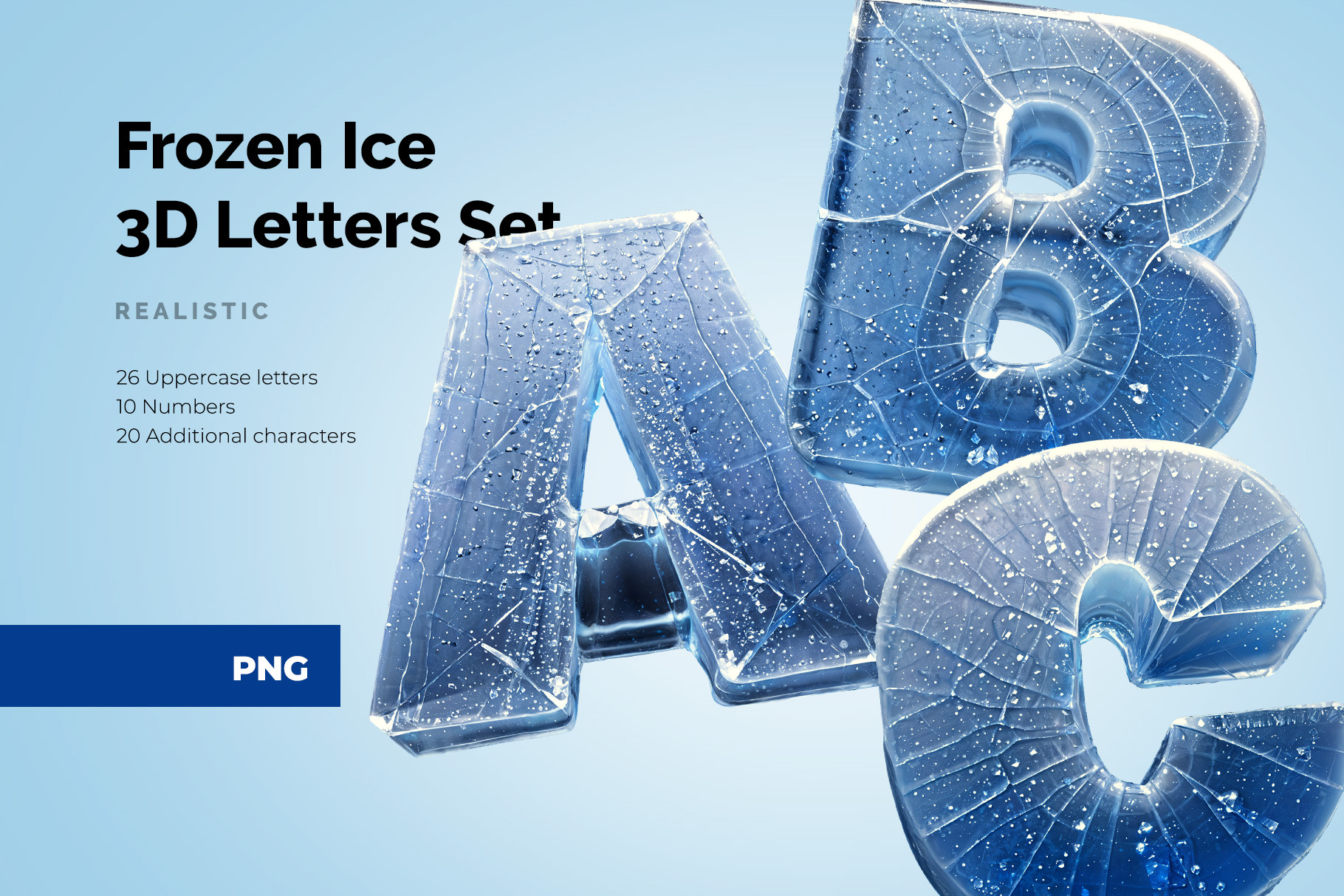 3D Frozen Ice Letters Set | Creative Market