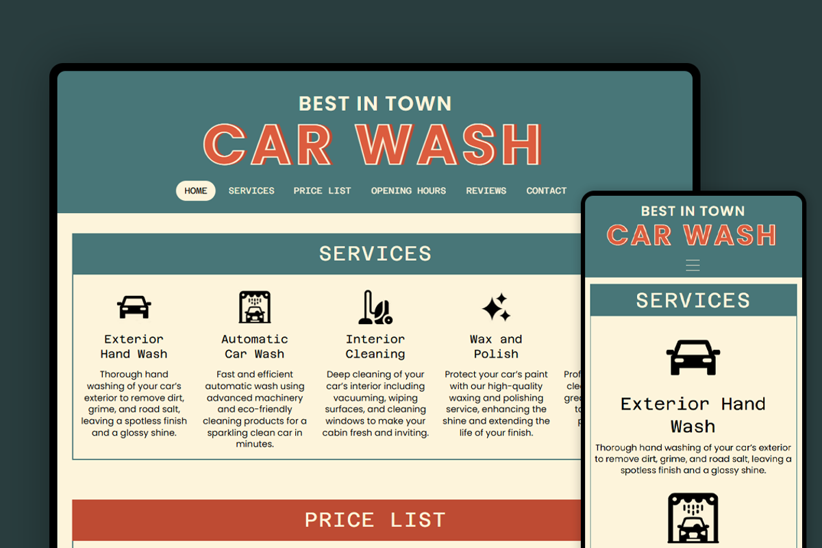 Car Wash Wix Studio Website, a Wix Template by Kitteeh