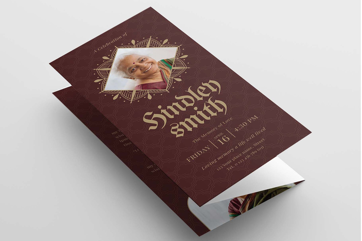 Indian funeral program template, a Flyer Template by BrandPacks