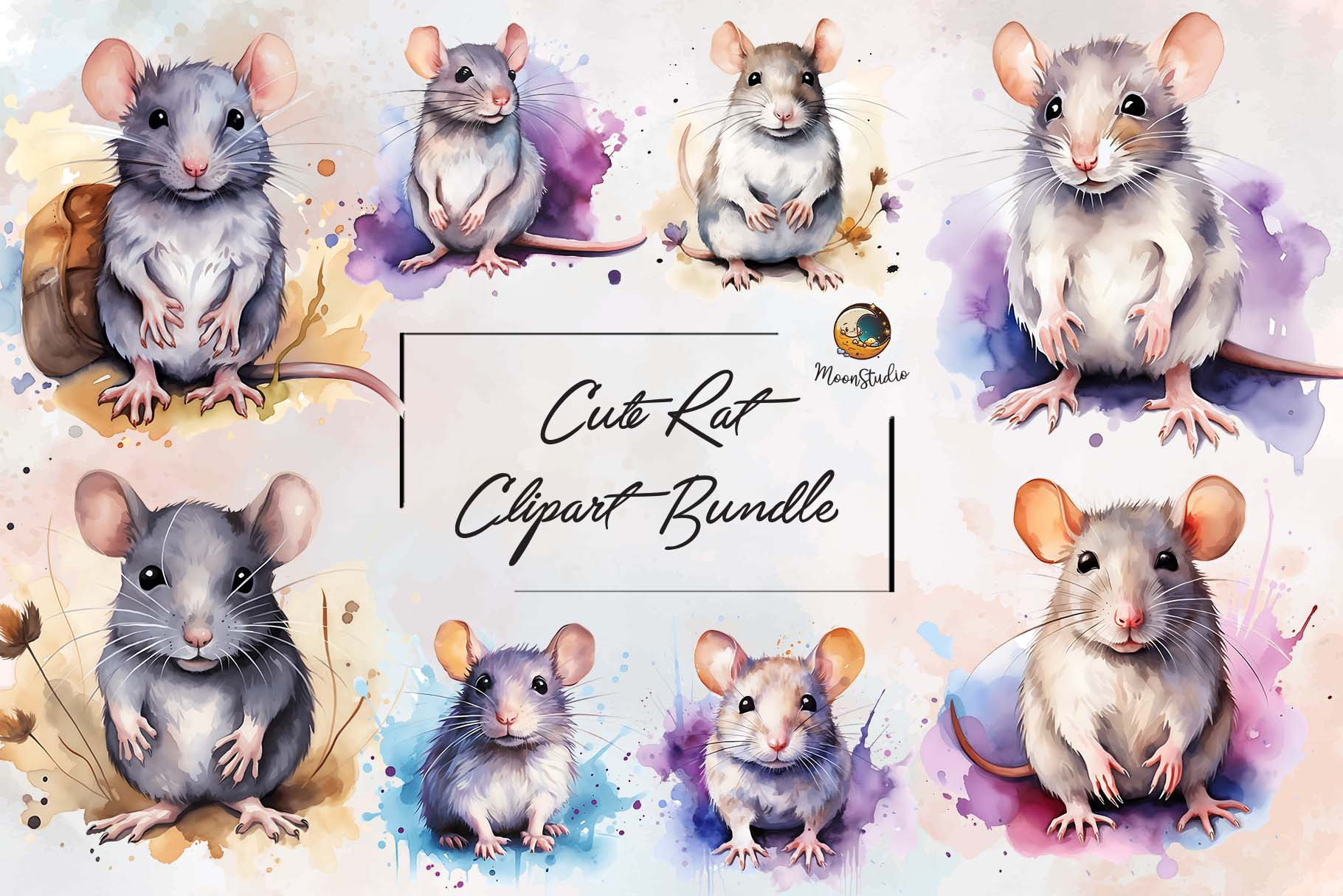 15 Cute Rat Clipart PNG Bundle, a Graphic by Moon Studio