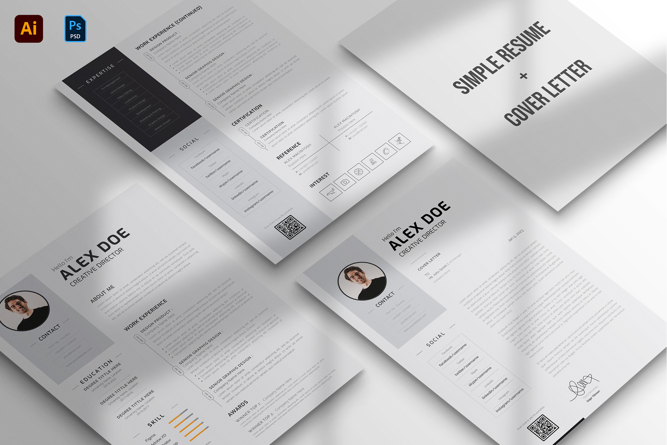 Simple Resume and Cover Latter, a Resume Template by Mubarock Std