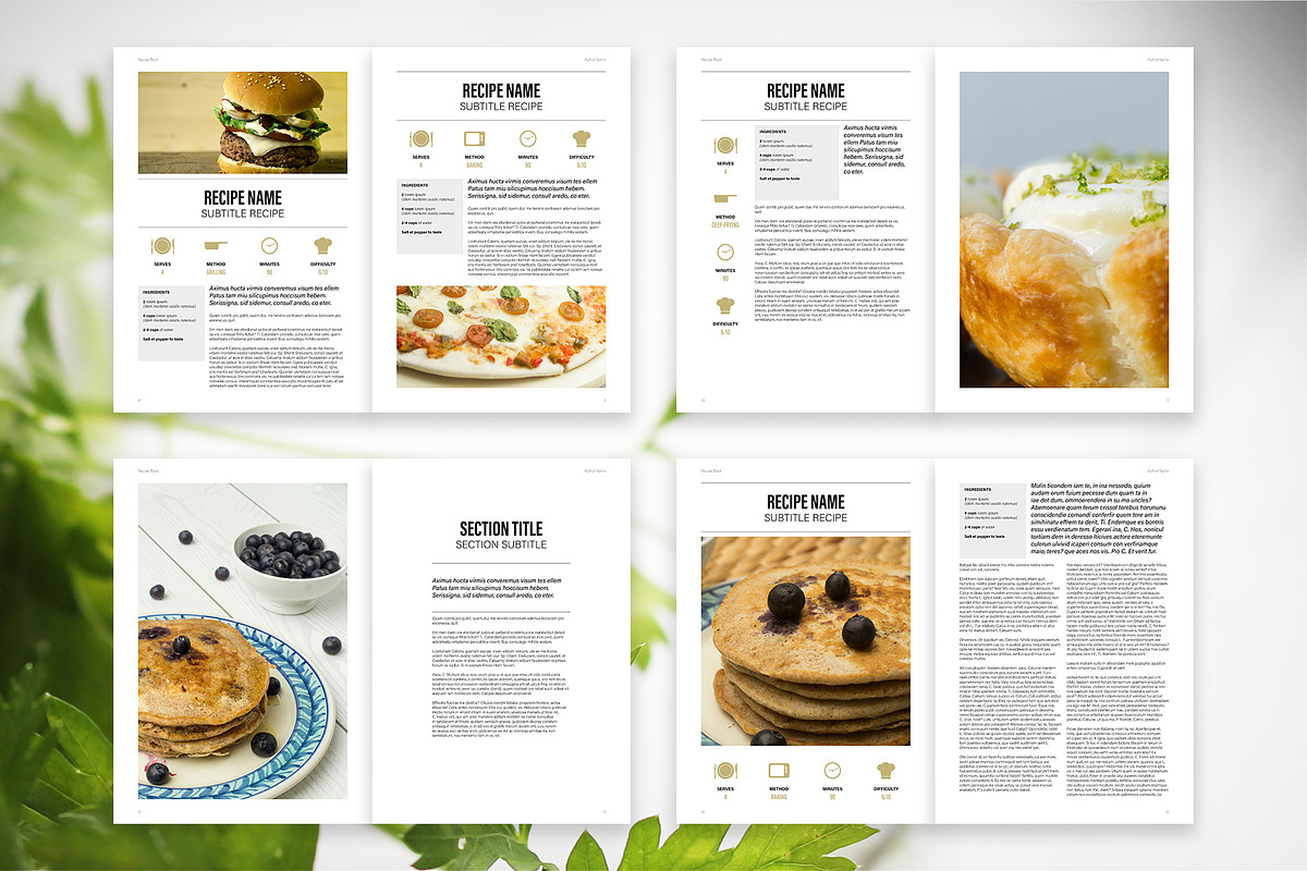 Recipe Book Layout with Tan Accents, a Brochure Template by McLittle Stock