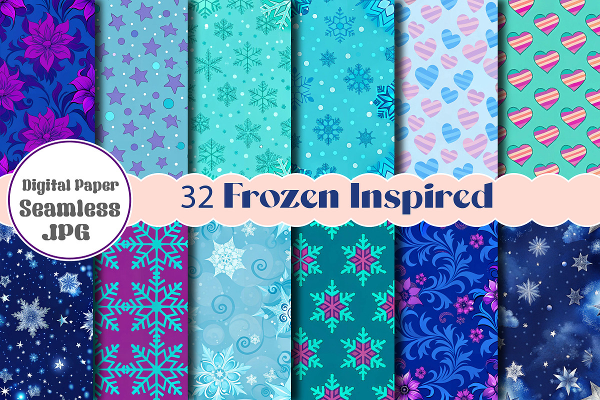 Frozen Inspired Digital Papers, a Pattern Graphic by Wow Magic