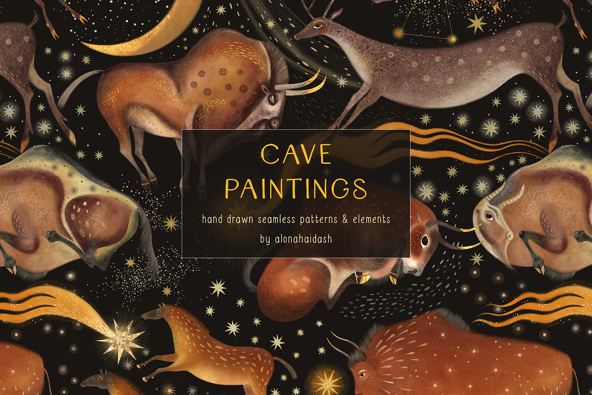 Cave paintings | Patterns & elements, a Pattern Graphic by alonahaidash