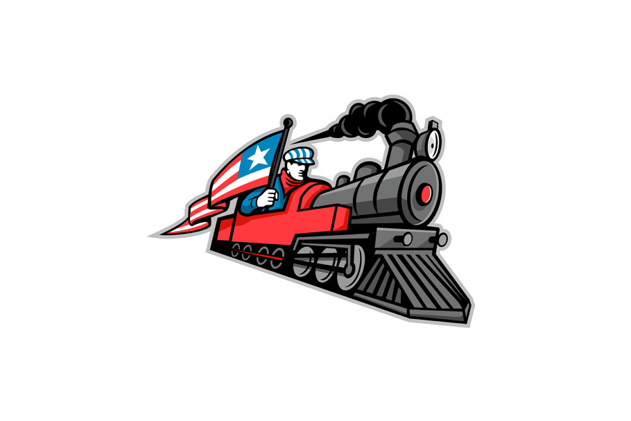 American Steam Locomotive Mascot, an Education Illustration by patrimonio
