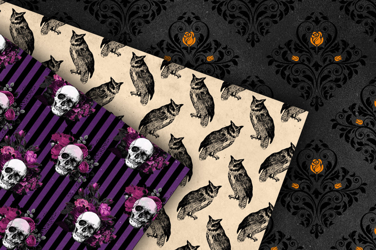Antique Halloween Digital Paper, a Pattern Graphic by Digital Curio