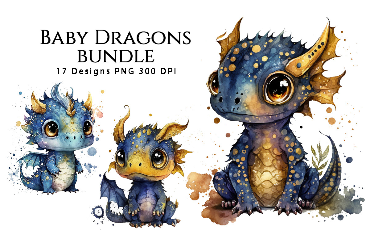 Watercolor Baby Dragon Clipart, an Animal Illustration by Design Scotch ...