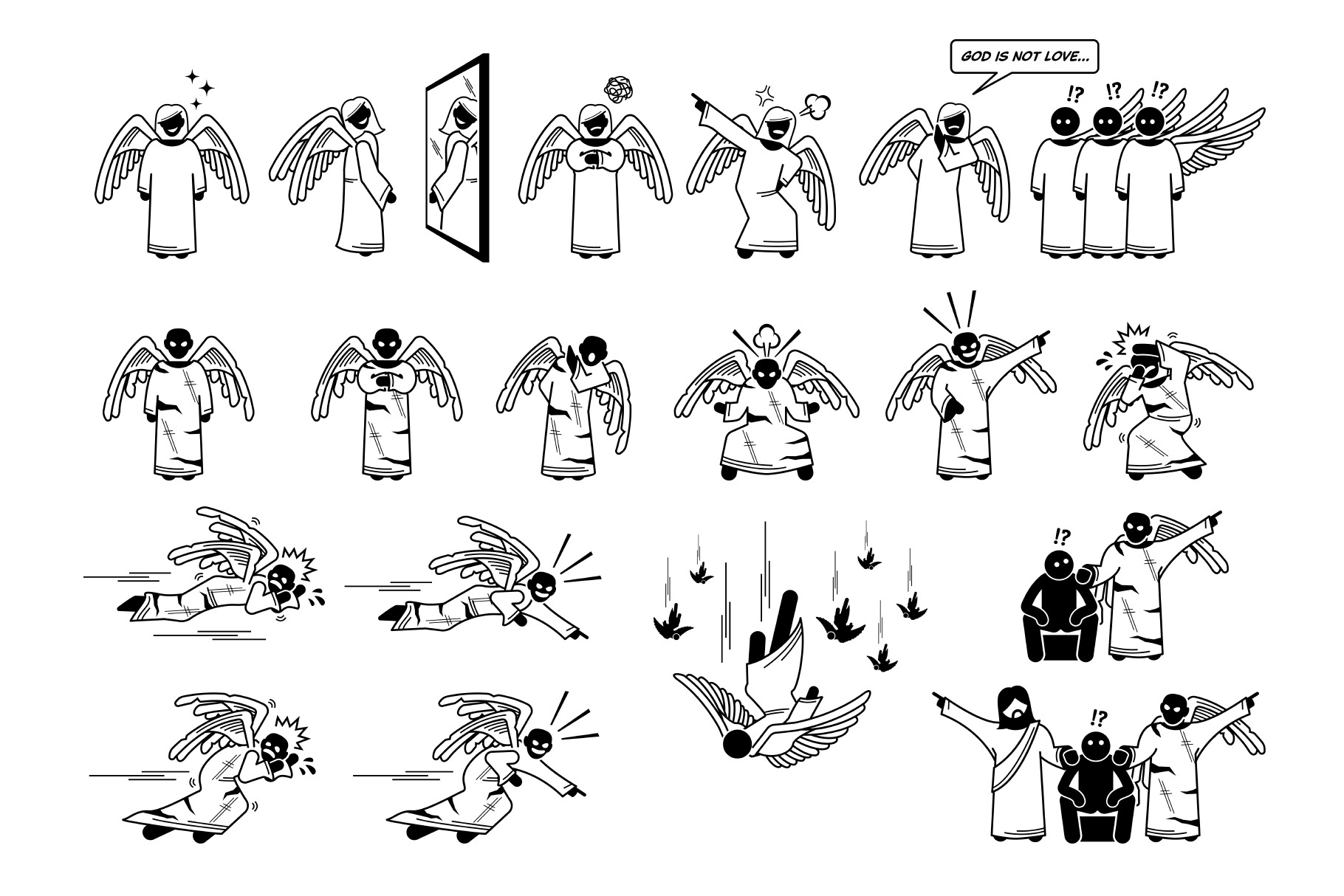 Archangel Lucifer And Fallen Angels, an Icon by Leremy Stick Figures