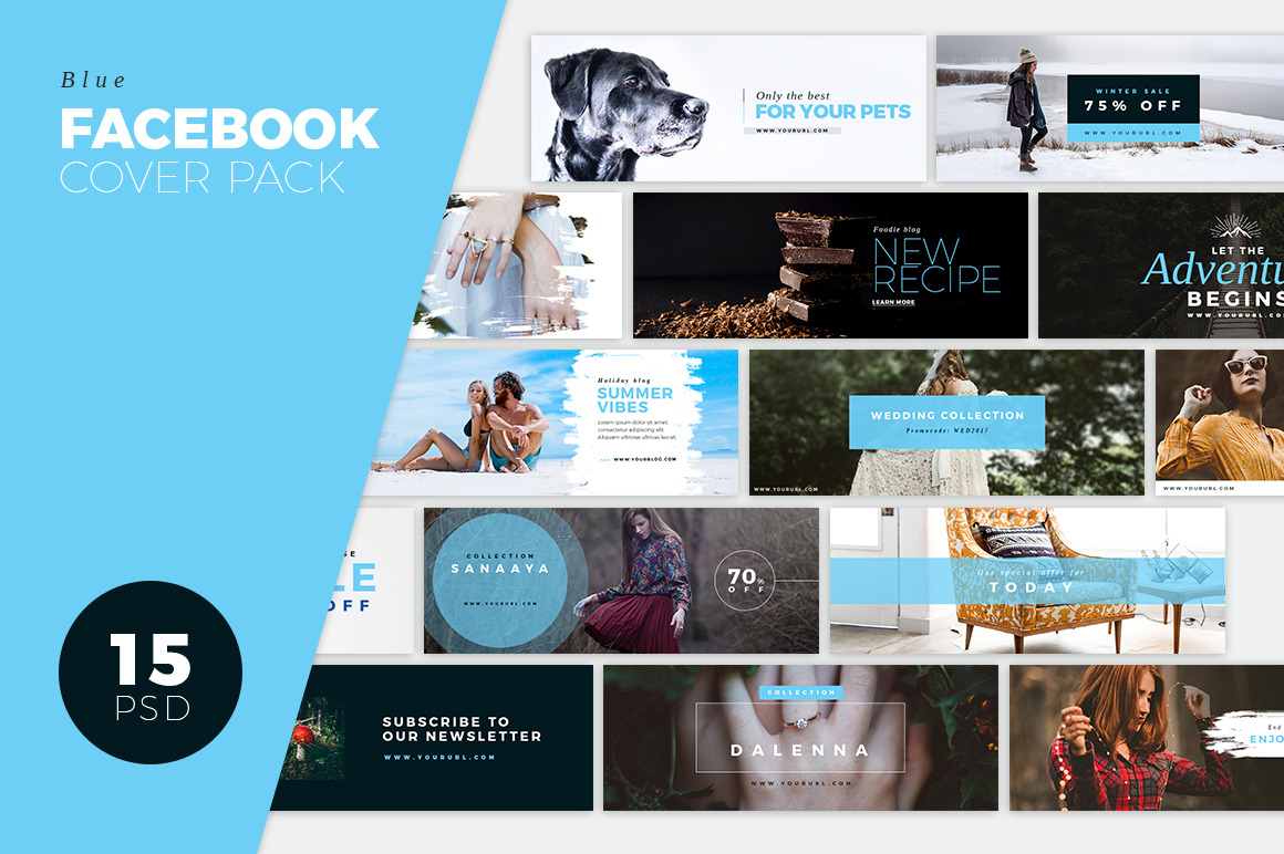 Facebook Cover Pack - Fresh blue, a Social Media Template by RWstudio