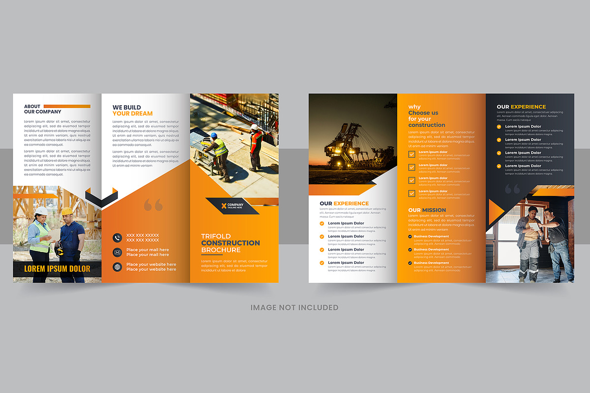 Construction trifold brochure design | Creative Market