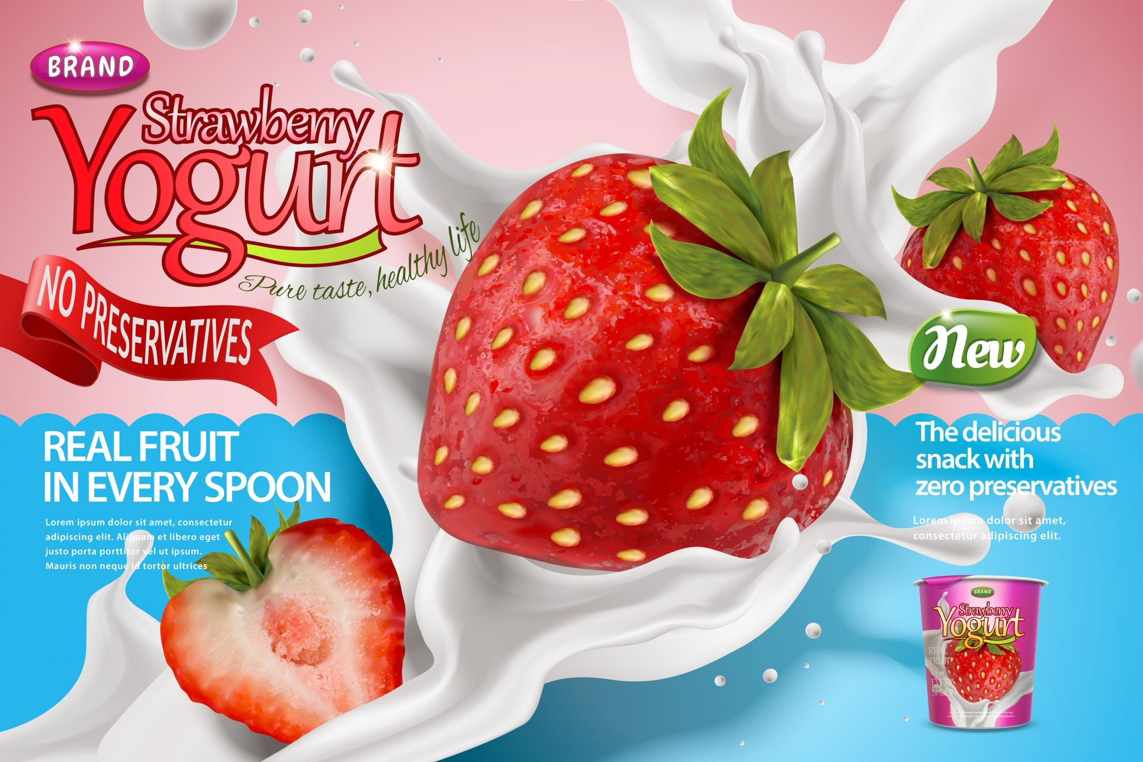 Giant strawberry and yogurt, a Flyer Template by TotallypicRF ...