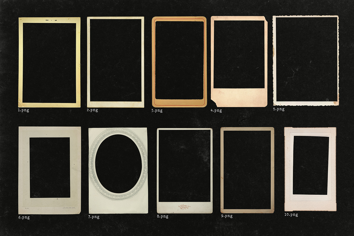 20 Isolated Old Photo Frame Overlays, an Object Graphic by smishura