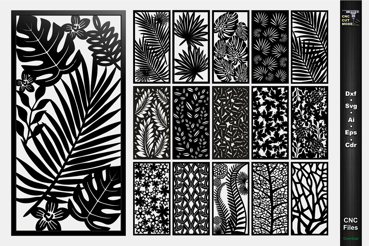 20 Panels tropical leaves pattern, a Graphic by CncCutModel | Creative ...