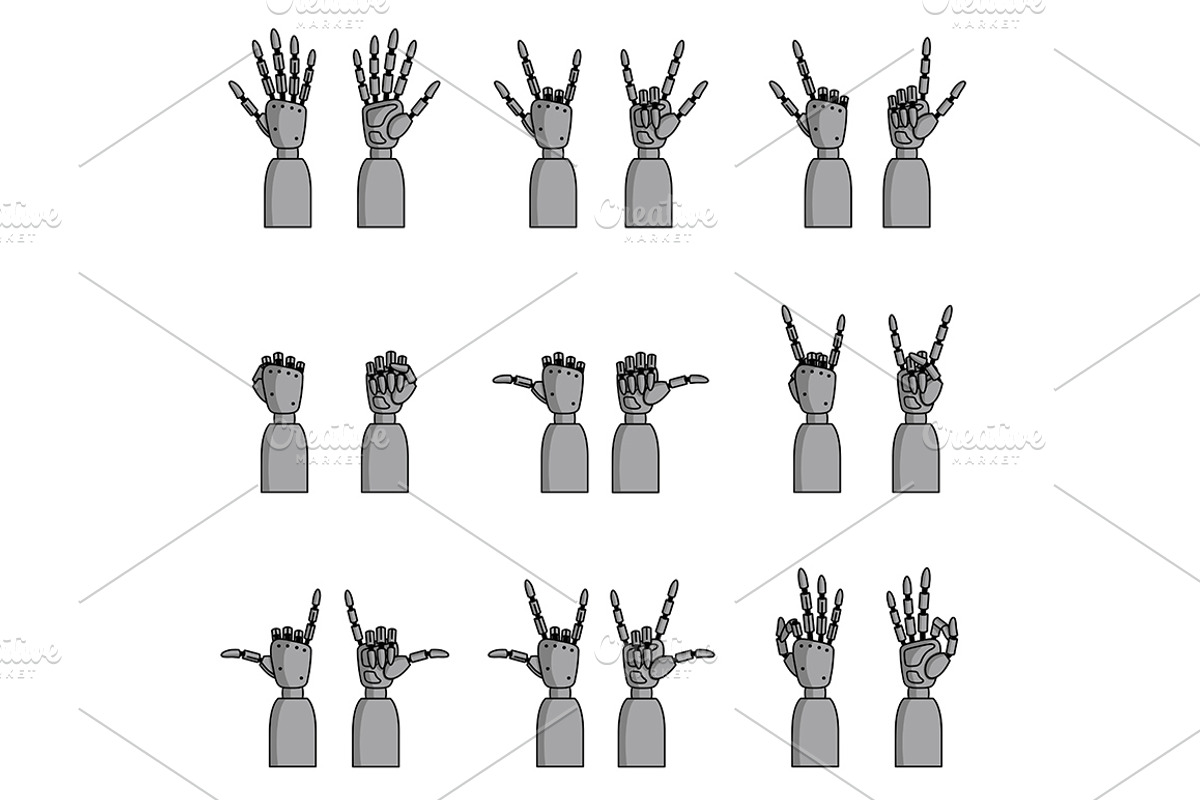 Set of mechanical arms, a Technology Illustration by Julvil