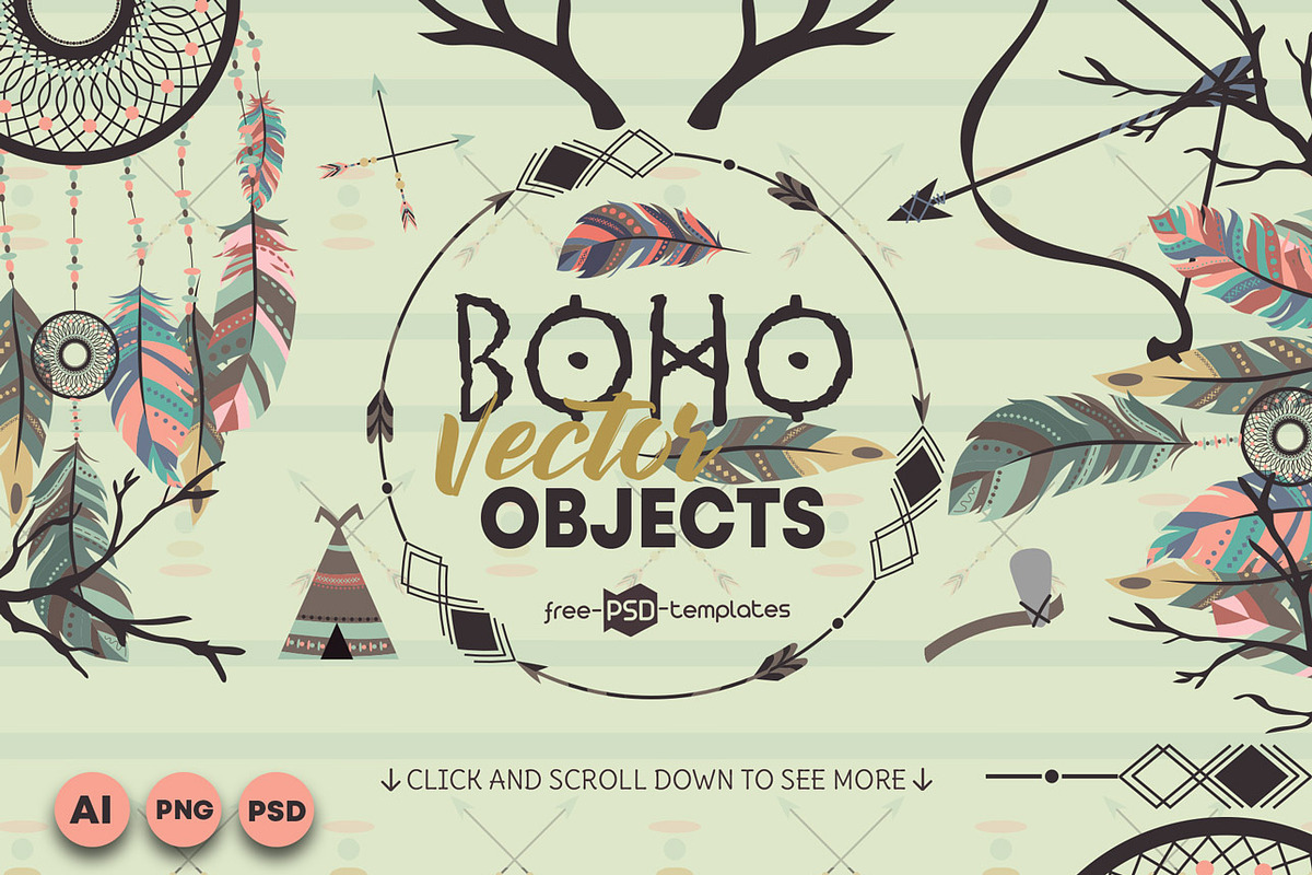 Boho Vector Collection, an Object Graphic by Free-PSD-Templates