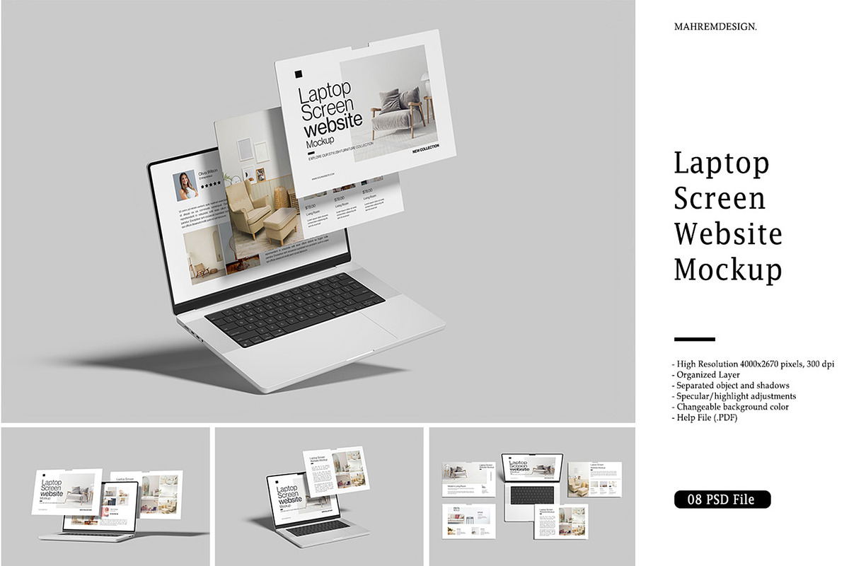 Laptop Screen Website Mockup, a Device Mockup by mahremdesign