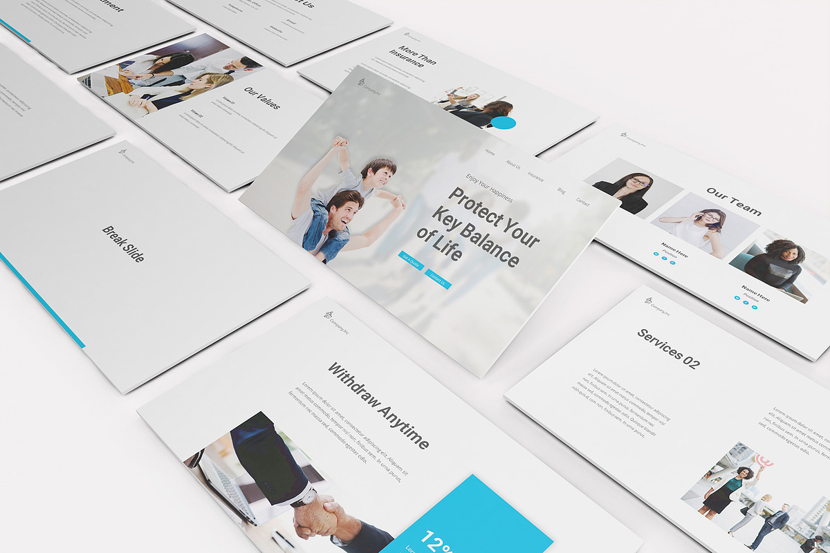 Insurance Powerpoint Template, a Presentation Template by Formatika Studio