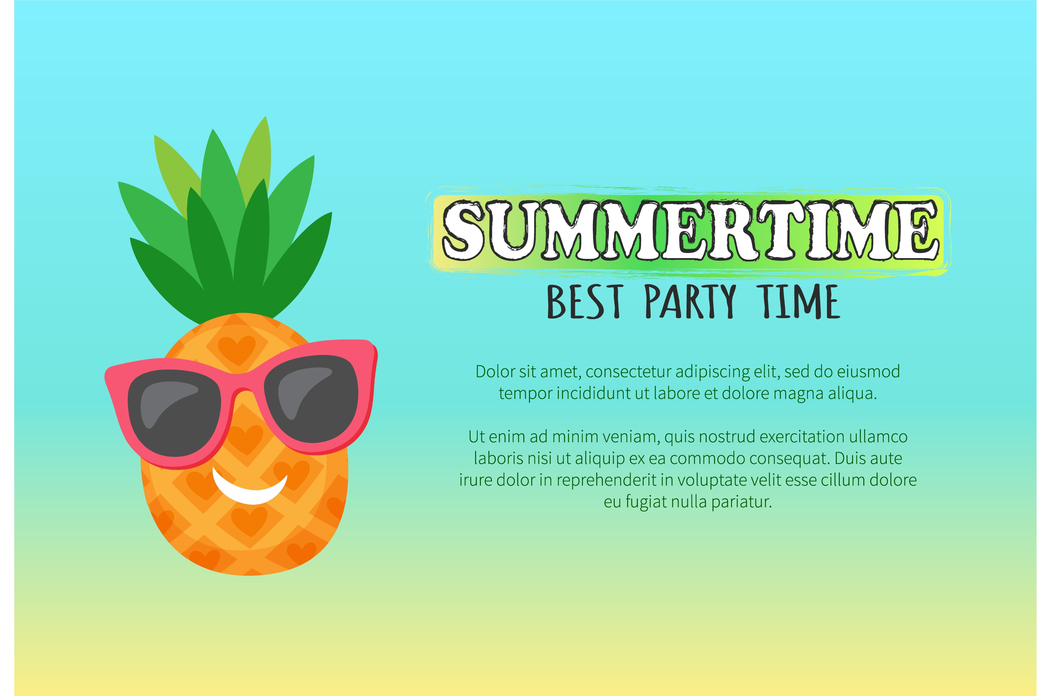 Smiling Pineapple in Sunglasses | Decorative Illustrations ~ Creative ...