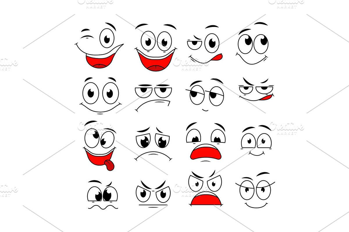 Cartoon expressions. Cute face, a Graphic by Valerie Bodnar | Creative ...