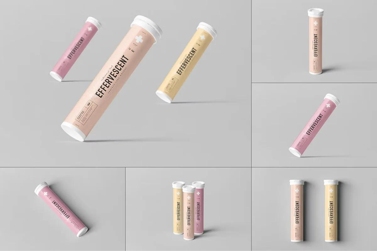 Effervescent Tablets Tube Mock-up, a Packaging Mockup by BLISS DESIGN
