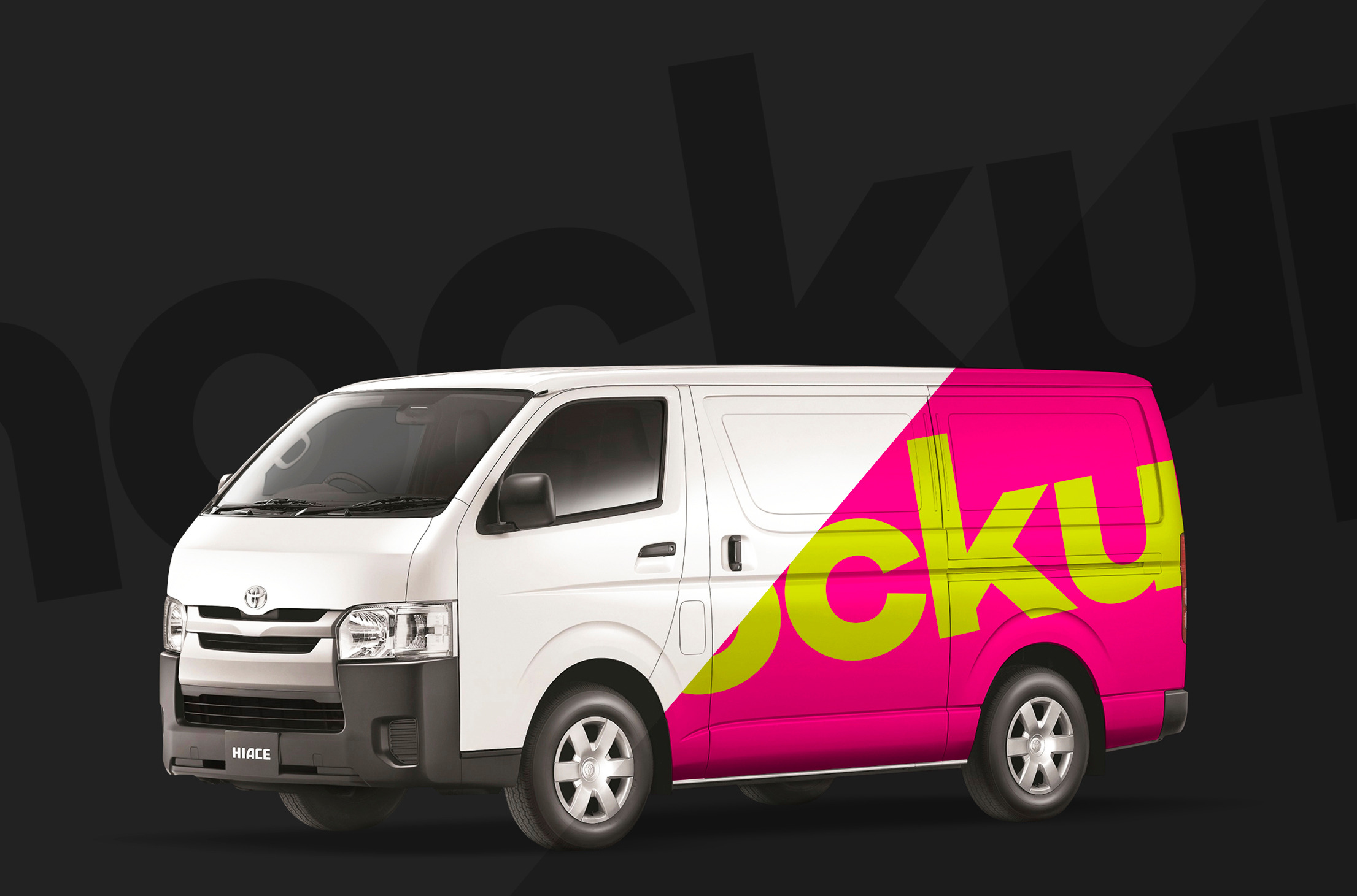 4K Work Van Toyota HiAce PSD Mockup, an Advertising Mockup by mockupdepot