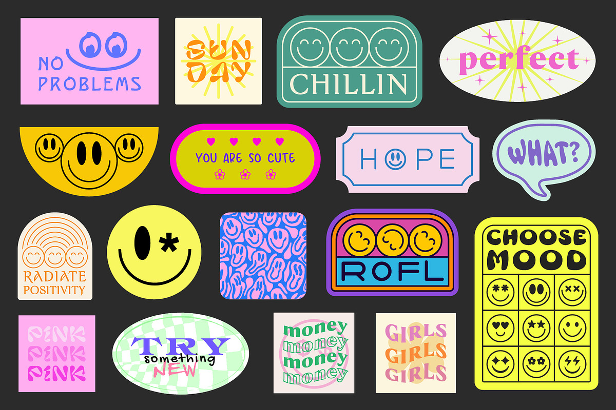 LIFE IS COOL. Trendy Vector Stickers.