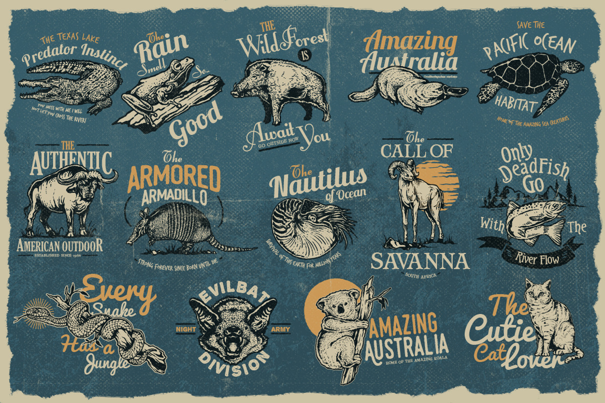 50 Vintage Animal Logo, a Branding & Logo Template by TSV Creative