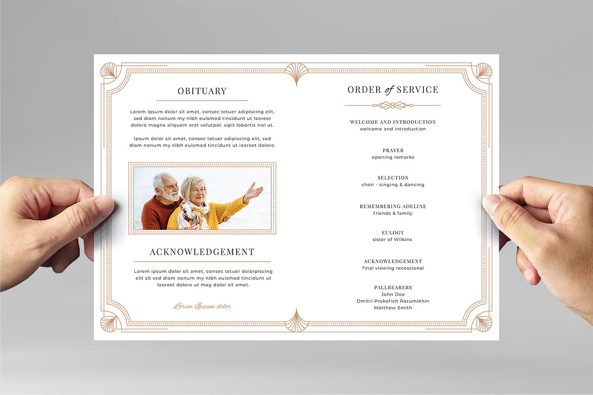 Funeral Program with Deco Border, a Flyer Template by BrandPacks