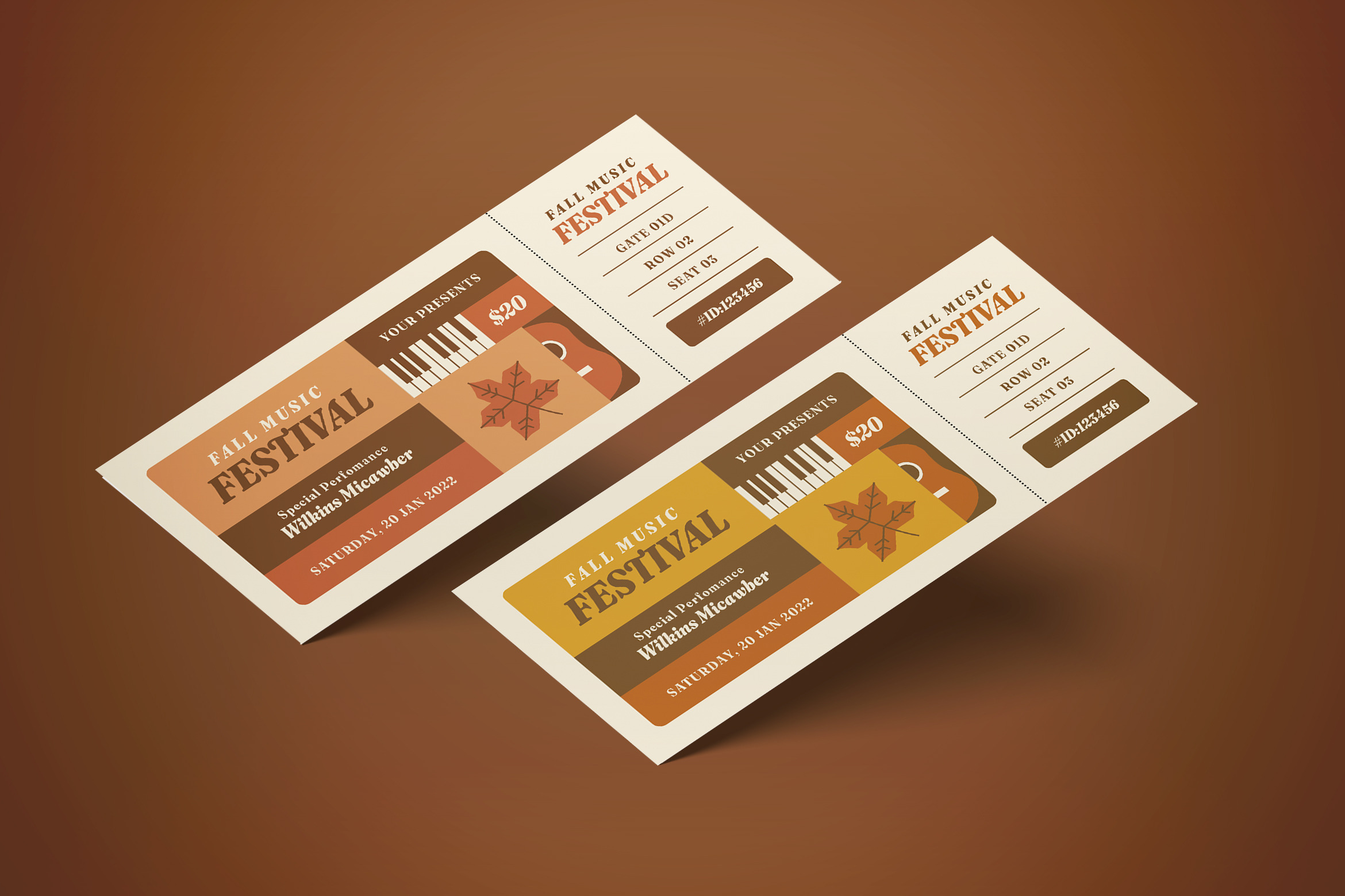 Fall Ticket Music Event, a Card Template by graphicook