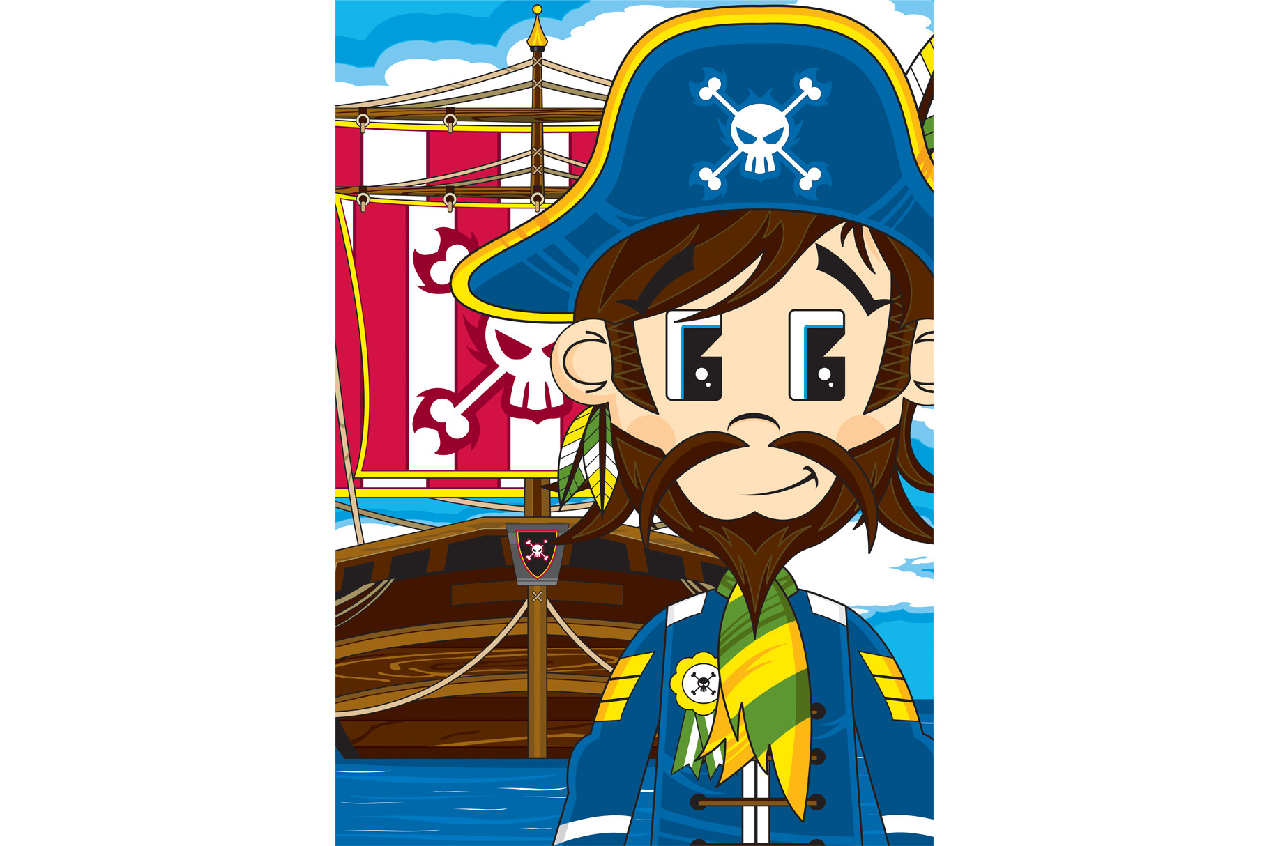 Cartoon Pirate Captain & Galleon, a Person Illustration by Mark Murphy ...