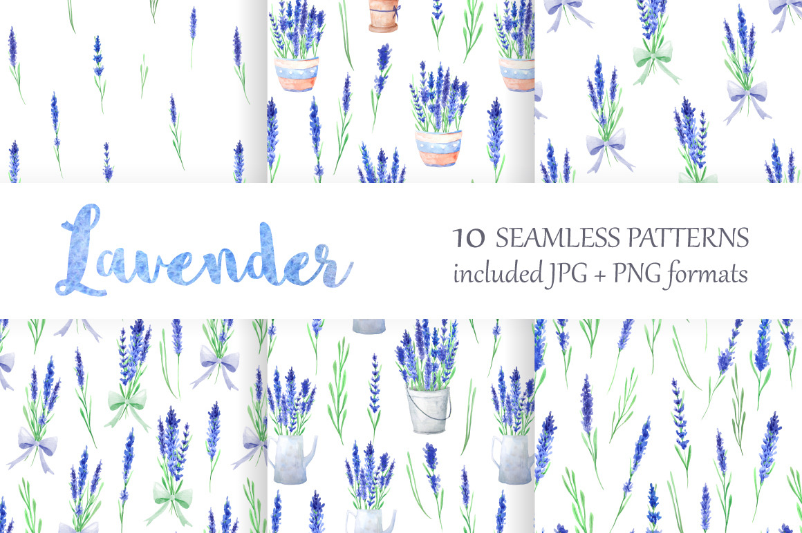 Lavender Watercolor Seamless Pattern, a Pattern Graphic by ...