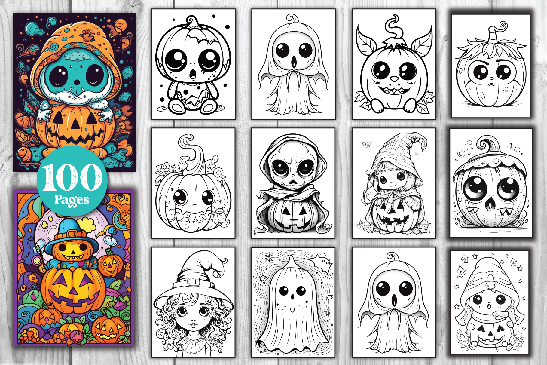 100 Halloween Coloring Page For Kids, an Illustration by Design House