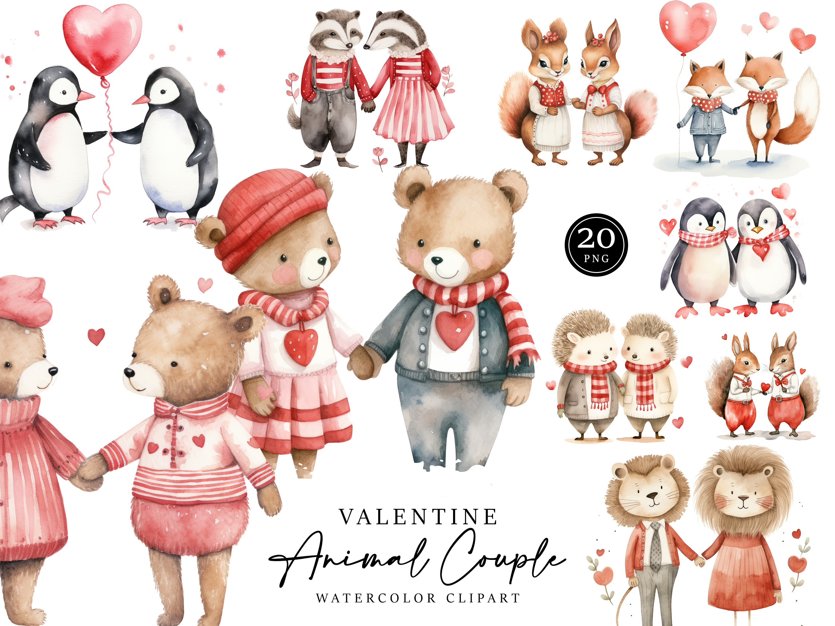 Valentine Animal Couple Clipart, an Animal Illustration by Design Scotch