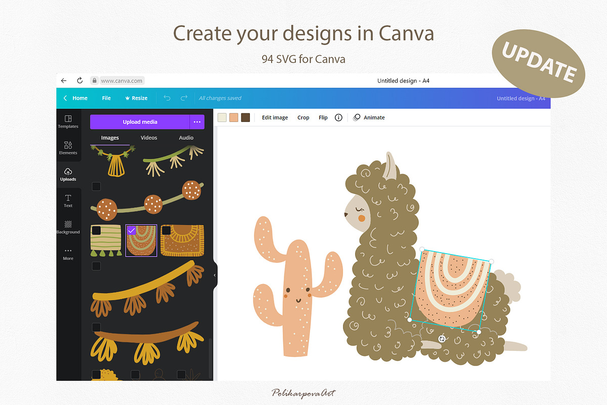 Llamas & Cactus clipart and patterns