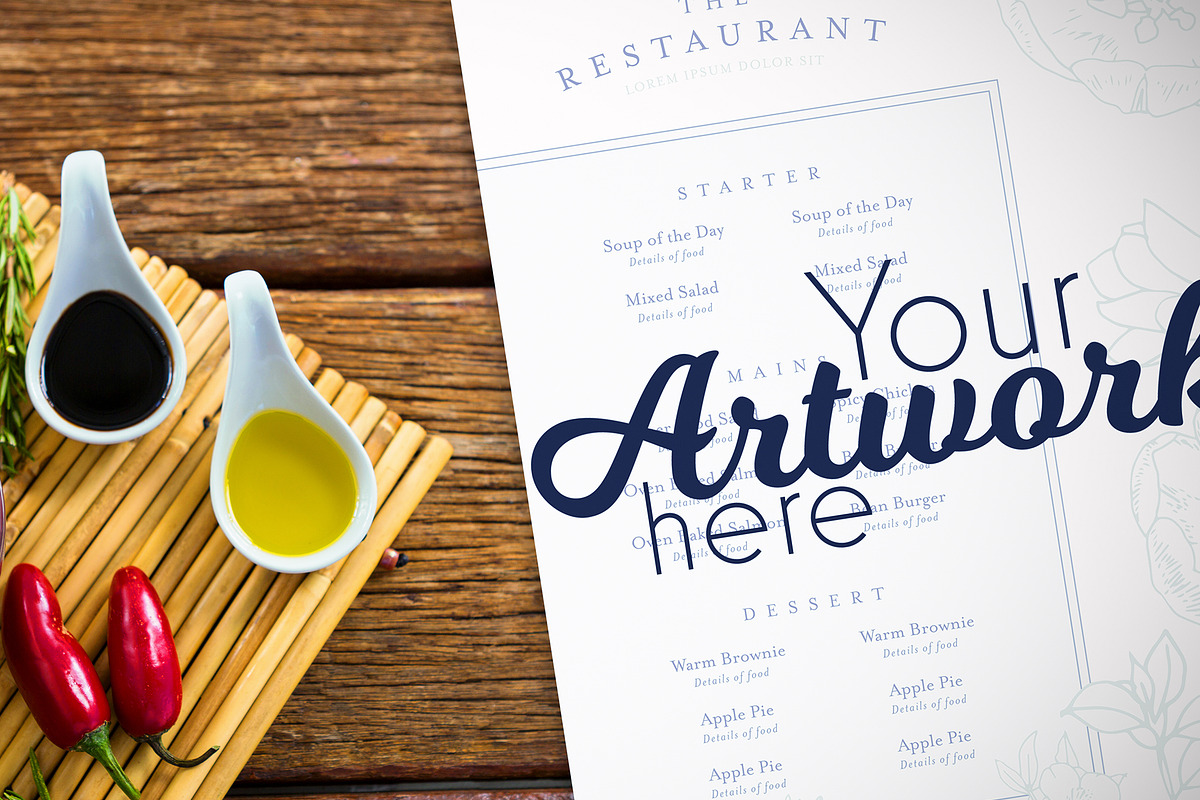 Restaurant Menu Mockup, a Poster Template by wavebreak