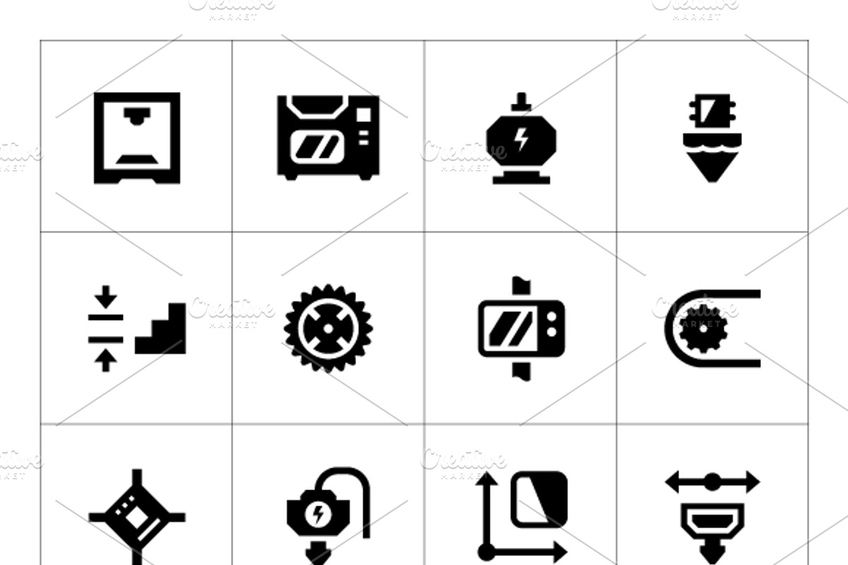 Set icons of 3D printing, an Icon by motorama