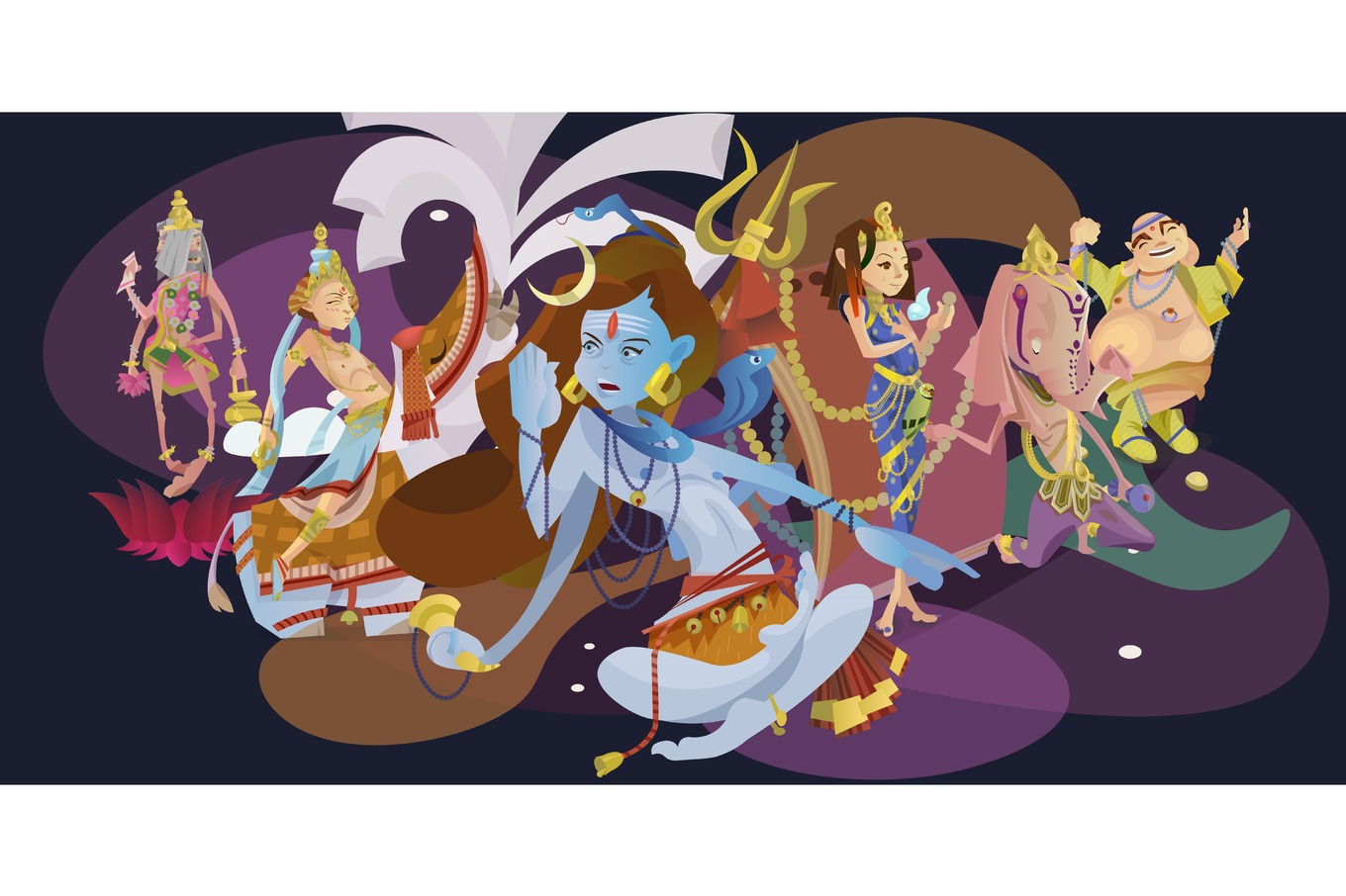 Set of isolated hindu gods meditation in yoga poses lotus and Goddess ...