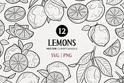 Lemon Citrus Vector Line Art Set, a Decorative Illustration by MadliArt