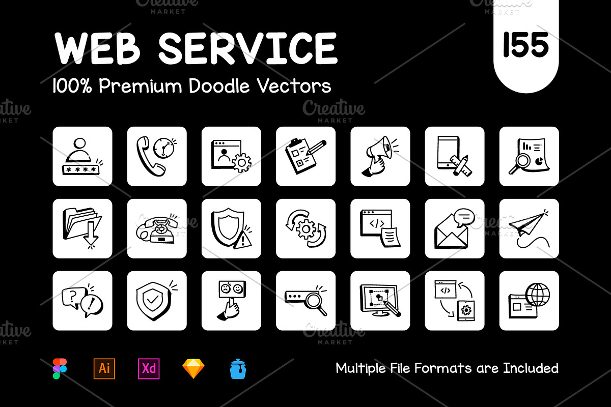 Hand Drawn Web Services Icons | Creative Market
