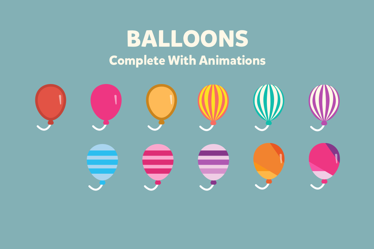 Balloon Kit - Flat 2D Game Assets, an Illustration by Classy Circle Designs