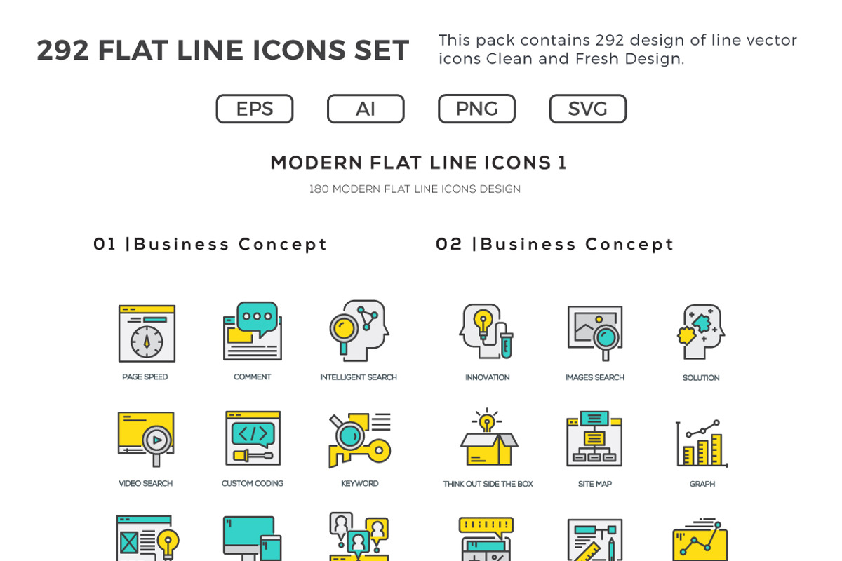292 Flat Line Icons Pack, an Icon by Illustrato