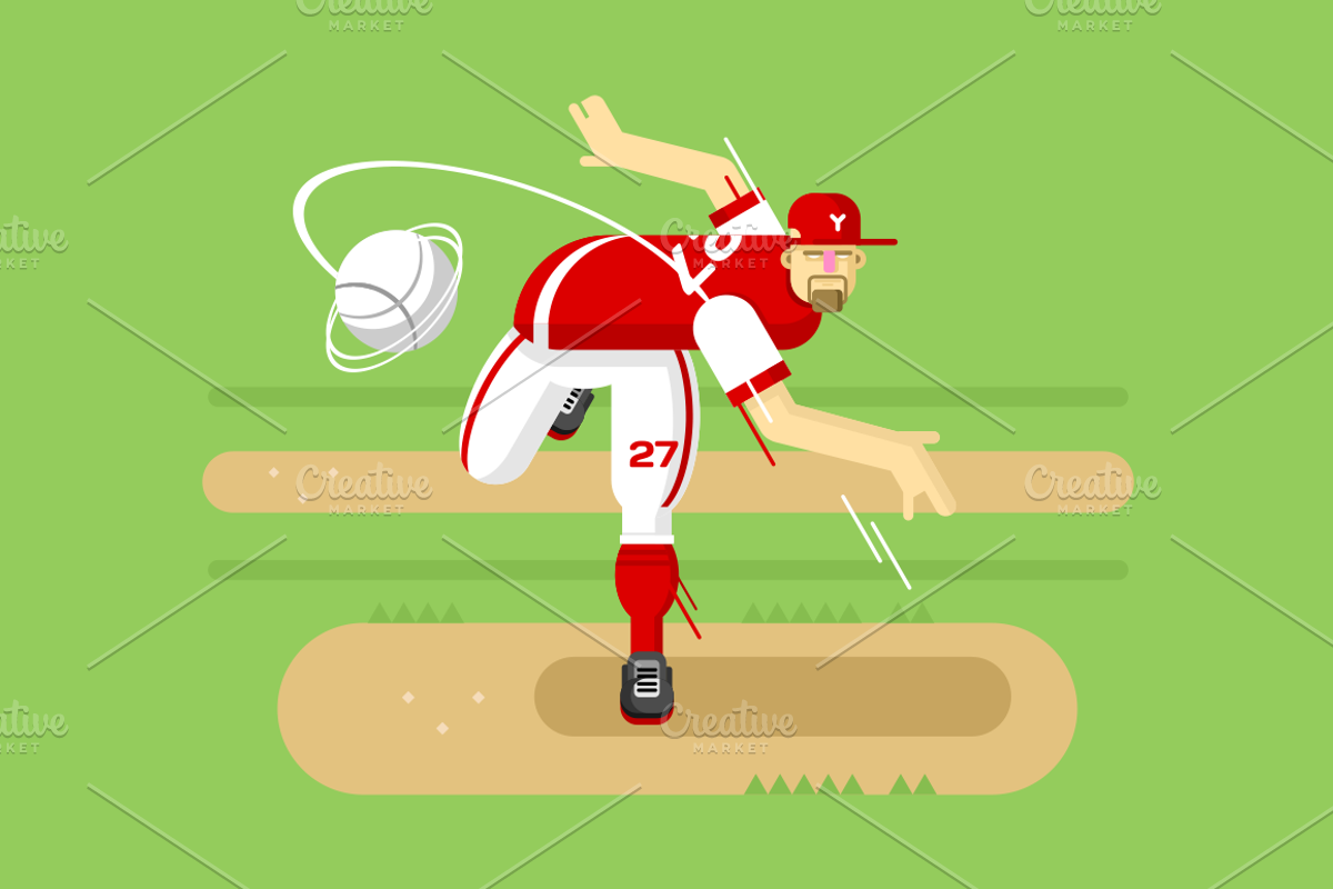 Baseball player character, an Illustration by Kit8.net