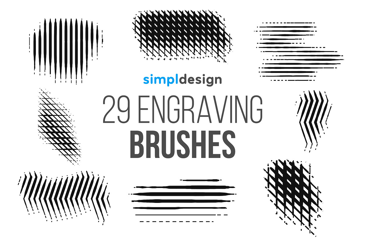 29 Engraving Photoshop Brushes, a Brush Add-On by SimplDesign