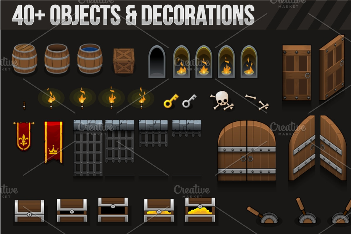 The Dungeon - Top Down Tileset, an Illustration by pzUH