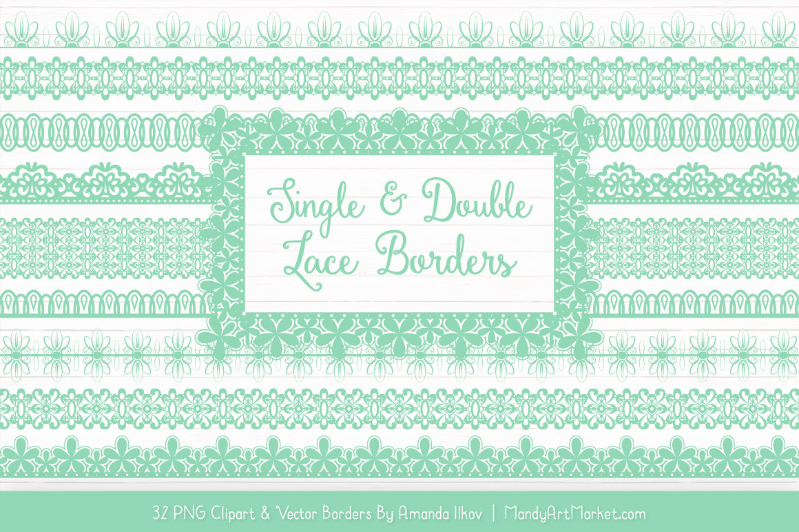 Mint Lace Clipart Borders, an Illustration by Amanda Ilkov