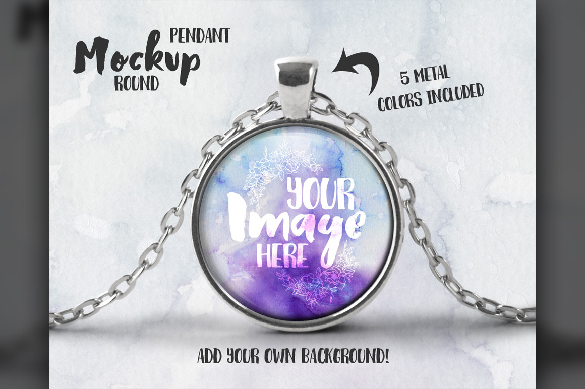 Round pendant with chain mockup, a Mockup by StyledProductMockups