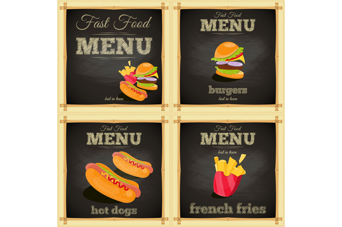Fast food chalkboard Set, a Food Illustration by ELFIVETROV DESIGN