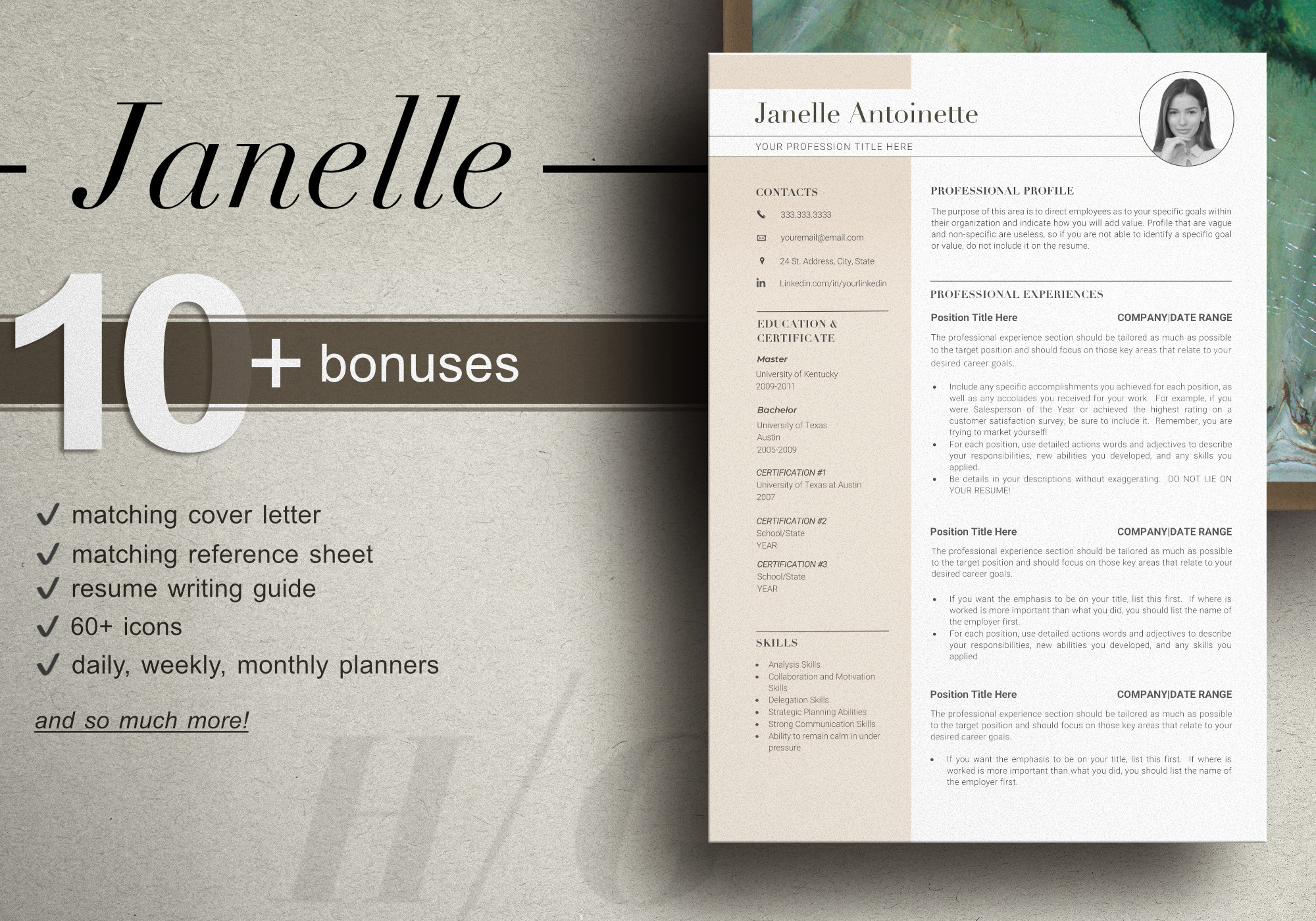 Resume Template - Janelle, a Resume Template by Hired Guardian