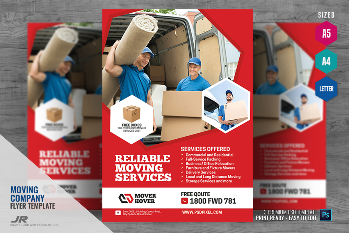 Moving and Logistics Flyer, a Flyer Template by PSDPixel