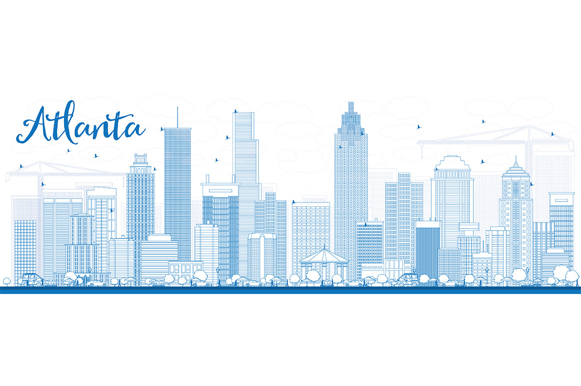 Outline Atlanta Skyline, a Person Illustration by Booblgum